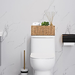 Toilet Paper Basket, Airsnigi 6 Pack Wicker Storage Basket Paper Rope Wicker Baskets with Handles, Small Wicker Storage Baskets for Organizing Shelves - Beige