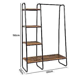 PUDDINER Clothing Rack, Clothes Rack with Shelves Clothing Racks for Hanging Clothes Heavy Duty Garment Rack Portable Clothing Rack with Shelves Free Standing Wardrobe Closet 60" Hx39.4 Lx15.8 D