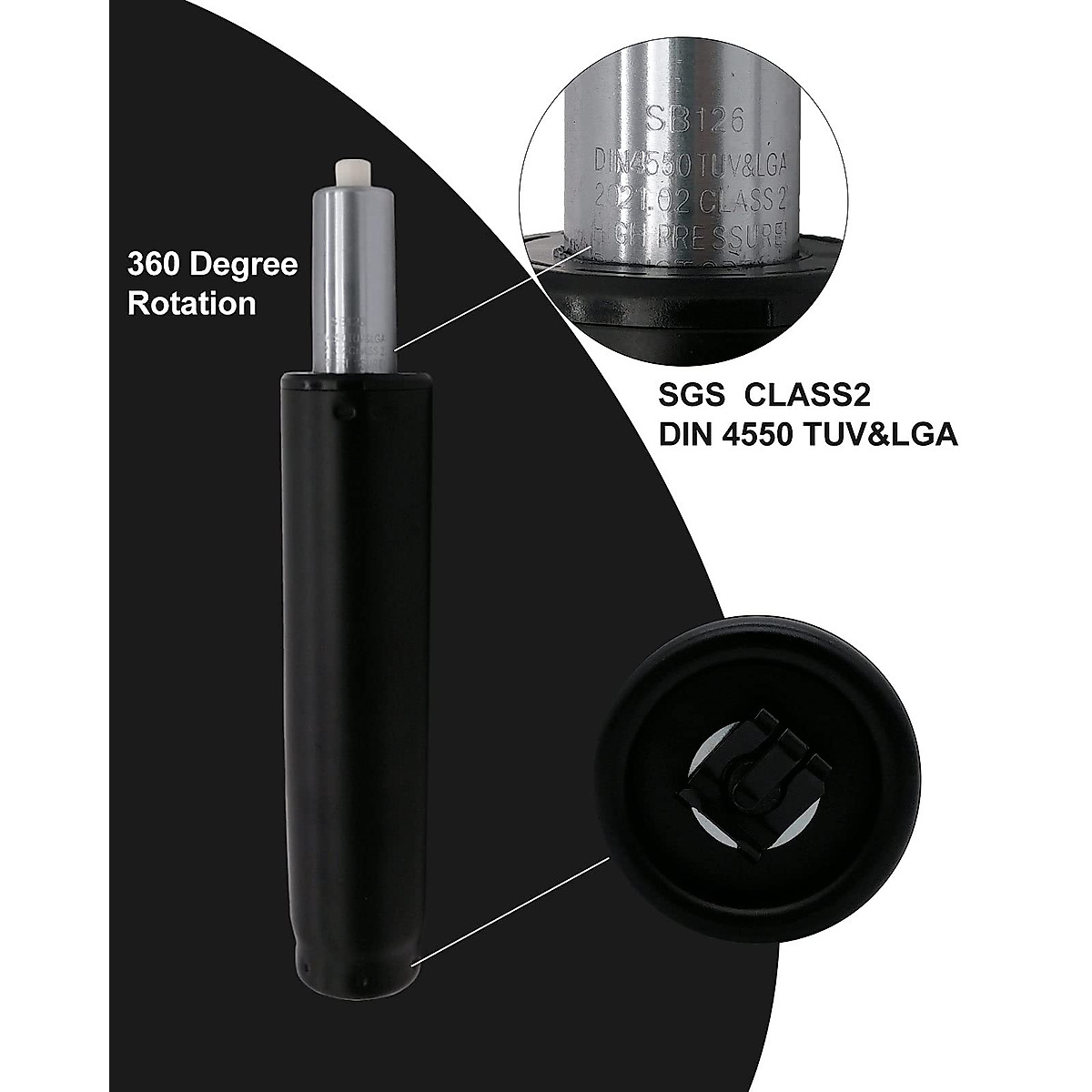 AeKeatDa 5" Long Stroke Office Chair Gas Lift Cylinder Replacement Pneumatic Shock Piston Heavy Duty (500 lbs) fit for Most Chairs