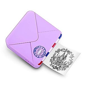 Phomemo M02S Mini Thermal Printer- 300dpi HD Bluetooth Mobile Printer Compatible with iOS and Android, Work with 3 Size Papers, Photo Printer for Plan Journal, Travel, DIY Cards, Gift, Purple