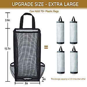 LeCorner Plastic Bag Holder, Large Capacity Grocery Bag Holder, Breathable Mesh Plastic Bag Holders for Grocery Bags Storage, Lightweight Trash Bag Holder Dispenser Organizer