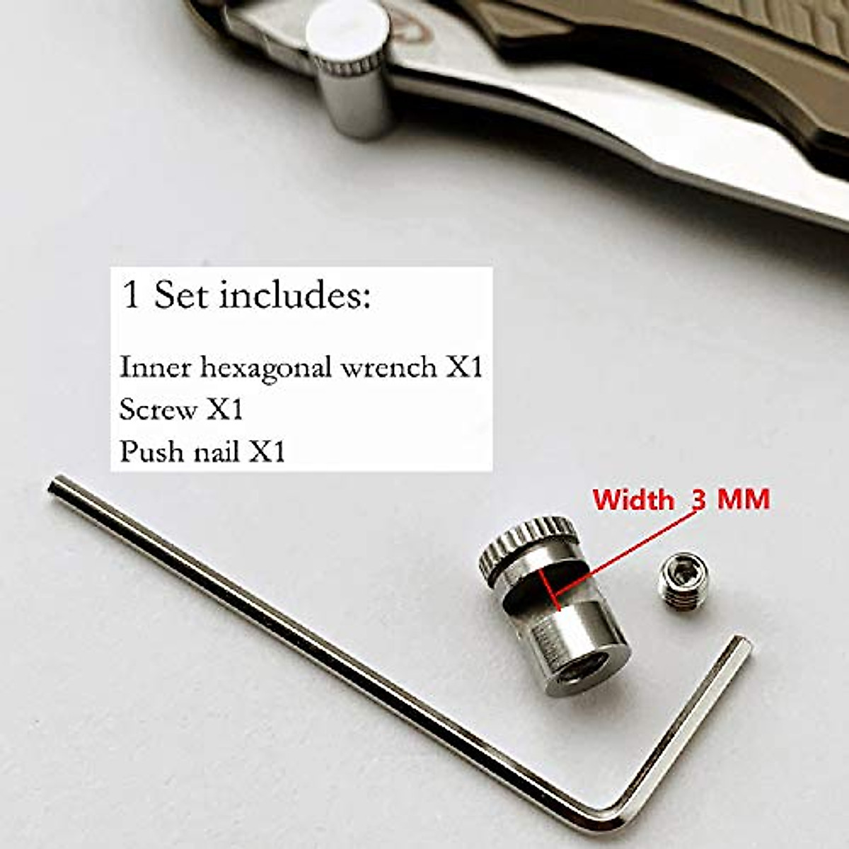 edcfans 3 Pack Thumb Stud Replacement for Buck 110 Knife with Hex Wrench (Black+Sliver+Brass)