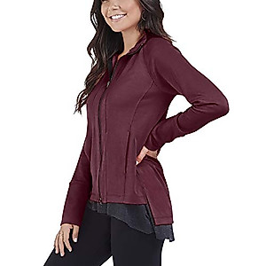 Seek No Further by Fruit of the Loom Women's Long Sleeve Full Zip Raglan Track Jacket, Athletic Maroon, Small