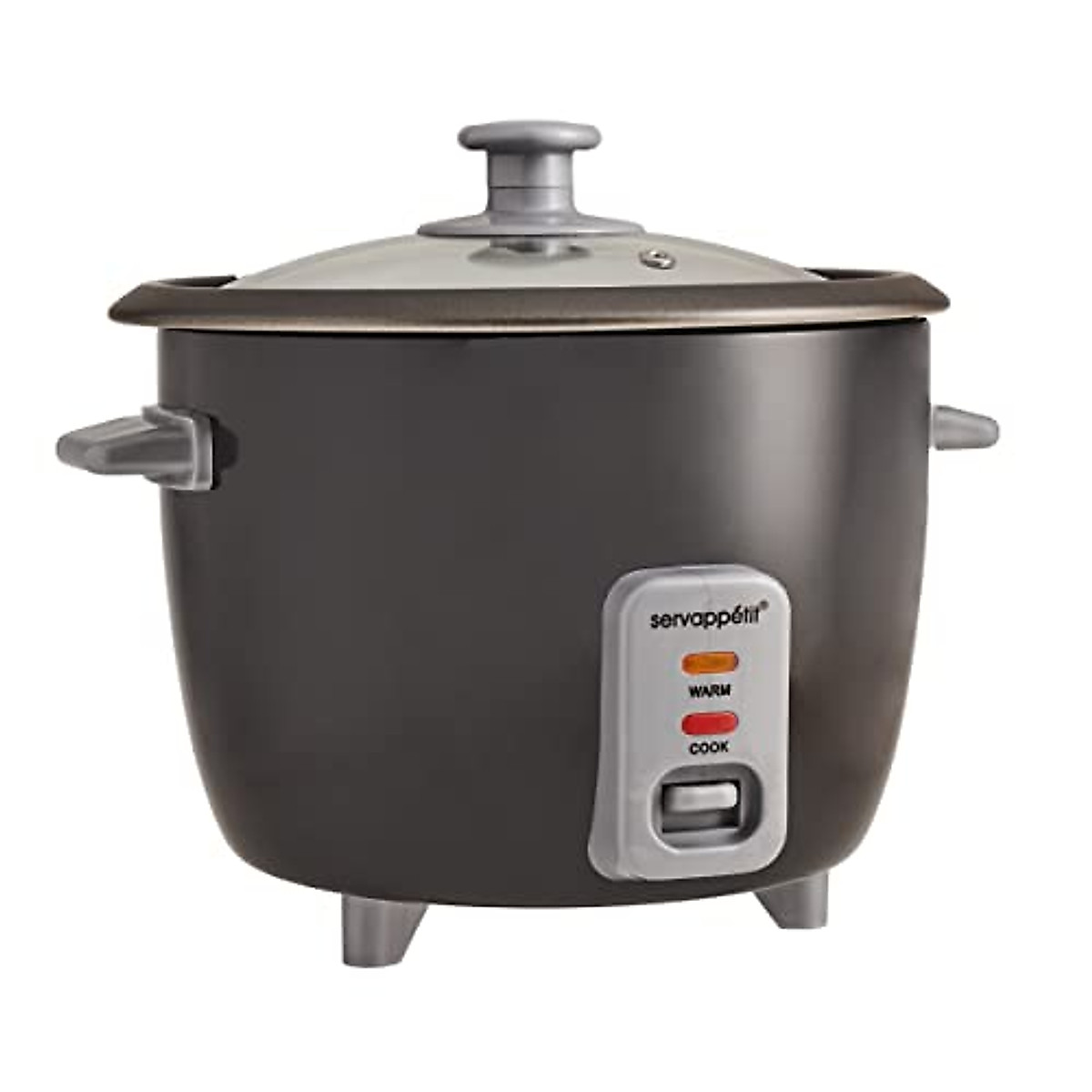 Servappetit 8 Cup Rice Cooker For Any Size Meal, Dishwasher safe, Removable Pot and Lid, Non-stick coating, Black