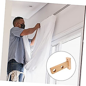 Alipis 3pcs Socket Curtain Ceiling Brackets Rod Hook Drapery Pole Hanger Bracket Wardrobe Bathroom Curtains Wood Hardware Support Shower Household Heavy Accessory Wooden End Hooks Clo