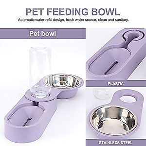 Balacoo Dog Water Food Bowl Set Automatic Pet Food Water Dispenser Rotating Corner Folding Dog Bowl for Cat Puppy Small Dogs (Purple) Rabbit Food Bowl