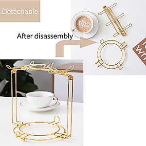 SJORHNUS Tea Cups Holder,Gold Metal Coffee Cup Tea Cups Rack,Foldable Organizer for Coffee Cup Spoon and Saucers