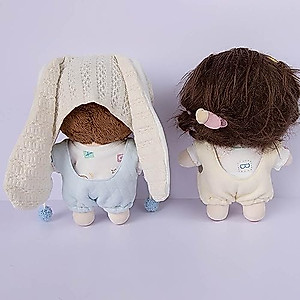 niannyyhouse 10cm 20cm Plush Doll Clothes Knit Cap T-Shirt Strap Pants Soft Stuffed Plush Toy Dress Up Accessories (Blue, 20cm)