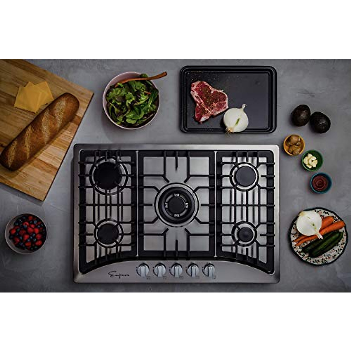 Empava 30 Inch Gas Cooktop with 5 World Class Made in Italy SABAF Burners, LPG/NG Convertible, Ideal RV Top Stoves for Kitchen, Stainless Steel