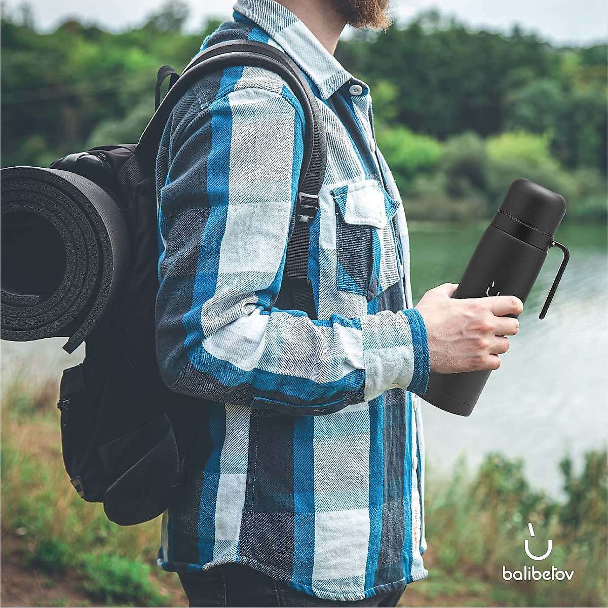 BALIBETOV thermos for mate - Vacuum Insulated With Double Stainless Steel Wall - BPA Free - A Thermo Specially Designed for Use With Mate Cup or Mate Gourd (Black, 32 OZ)