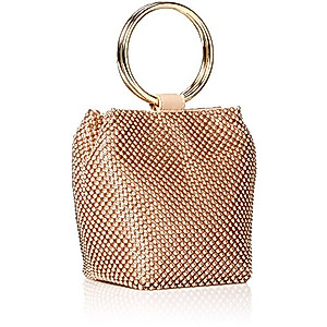 Jessica McClintock womens Jessica Mcclintock Gwen Ball Mesh Ring Wristlet Pouch Clutch Evening Bag, Rose Gold, One Size US