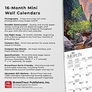 National Parks | 2023 7 x 14 Inch Monthly Mini Wall Calendar | Foil Stamped Cover | BrownTrout | Scenic Yosemite Yellowstone Nature