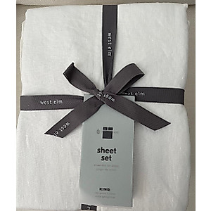 West Elm BELGIAN LINEN Sheet Set~King~*~White~*~