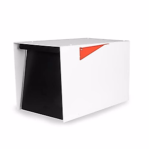 Ilyapa Modern Design Mailbox, Ready to Post Mount - White Powder Coated Steel Heavy Duty Curbside Welded Mailbox, All Weather Durable and Corrosion Resistant, Stainless Steel Hinges and Magnetic Door