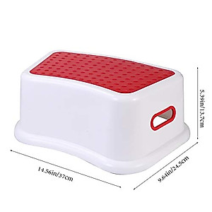 Step Stool Step 1pc Bathroom Potty Plastic Multifunctional Red Room Handle Adult Toddler Kids Footstool Safety and Non- Lightweight Non Small Bedroom Light Toddlers Baby Foot Stool