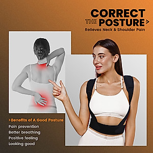 VANRORA Posture Corrector for Women and Men, Back Brace Fully Adjustable & Comfy, Support Straightener for Spine, Back, Neck, Clavicle and Shoulder, Improves Posture and Pain Relief L/XL