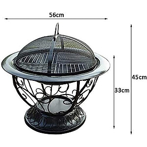 LEAYAN Garden Fire Pit Portable Grill Barbecue Rack Fire Pits Outdoor Fire Large Bonfire Wood Burning Patio Coal Grill Firepit for Grill Charcoal Grill with Cover BBQ Cooking for Camping Backyard