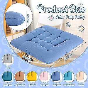 Barydat 8 Pcs Chair Cushions 15 x 15 Inch Dining Chair Pads with Ties Square Patio Thick Soft Chair Cushions for Outdoor Kitchen Patio Room Indoor Car Office, 8 Colors