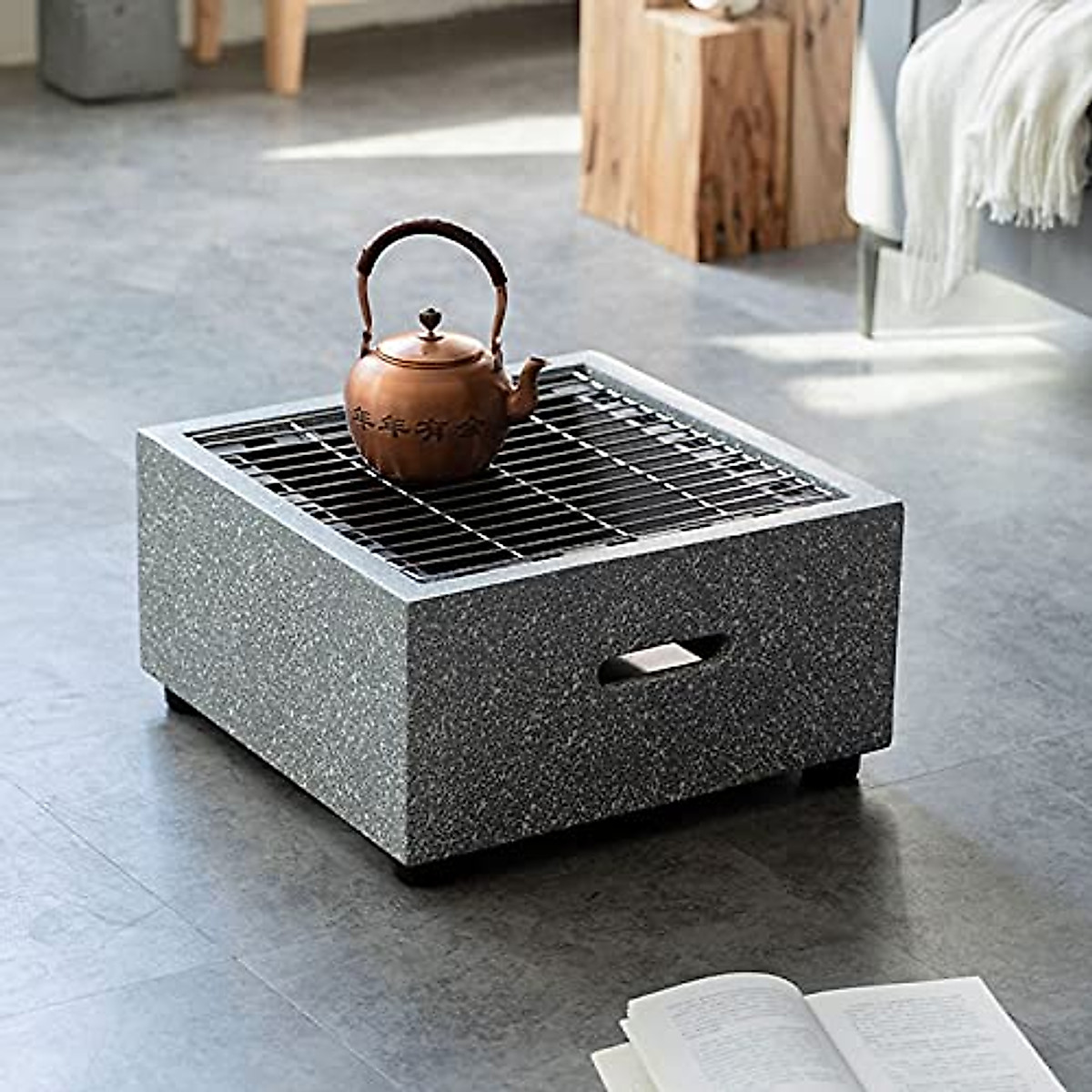 LEAYAN Garden Fire Pit Grill Bowl Grill Barbecue Rack Fire Pit Outdoor fire Pit, fire Pit Table with Barbecue Grill, Square Courtyard fire Pit, Garden Wood fire Pit