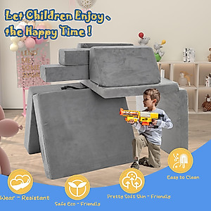 LFCREATOR Modular Kids Couch Sofa,Kids Sofa Couch for Toddler and Baby Playroom/Bedroom, Toddler & Baby Couch for Play & Lounging,Ideal for Boys & Girls. Model