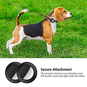 2022 Airtag Cat Collar Holder, Small Air tag Cat Collar Holder Compatible with Apple Airtag GPS Tracker, 2Pack Waterproof Case Cover for Cat Dog Pet Collar Within 3/8 inch (2 Black)