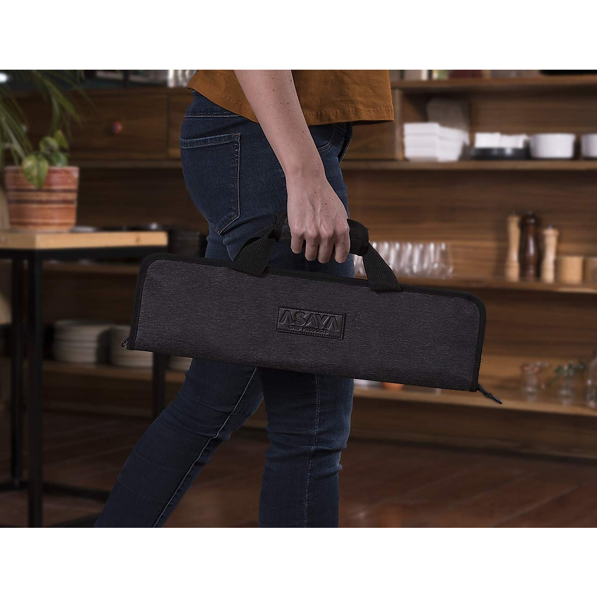 Asaya Chef Knife Roll Bag - 12 Pockets for Knives and Kitchen Utensils - Lightweight, Durable, and Stain Resistant Nylon - Perfect for the Traveling Chef - Knives not Included