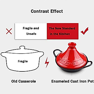 27cm High Gloss Enamel Moroccan Tagine Pot Easy To Clean Casserole Enameled Cast Iron Pot For 2-4 People 22.5.26