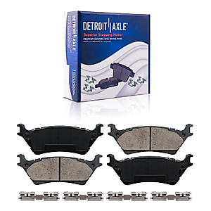 Detroit Axle - Rear Brake Kit for 2012-2020 Ford F-150 Drilled & Slotted 6-Lug Brake Rotors Replacement 2013 2014 2015 2016 2017 2018 2019 Ceramic Brakes Pads [Manual Parking Only]