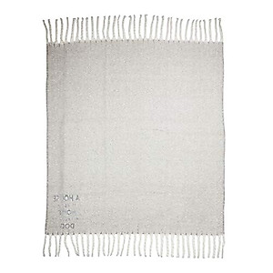 Pavilion Gift Company A House is Not A Home Without A Dog 50x60 Super Soft Herringbone Chevron Tassel Throw Blanket, Gray