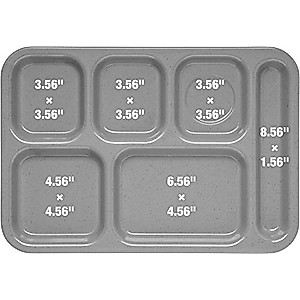 Carlisle FoodService Products Right-Hand 6-Compartment Tray, 10" x 14", Black