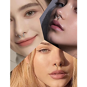 Ovxznts 16G Surgical Steel Septum Rings Nose Septum Horseshoe Hoop Lip Smiley Piercing Jewelry Eyebrow Ring Daith Earrings Replacement Ball and Spikes Set