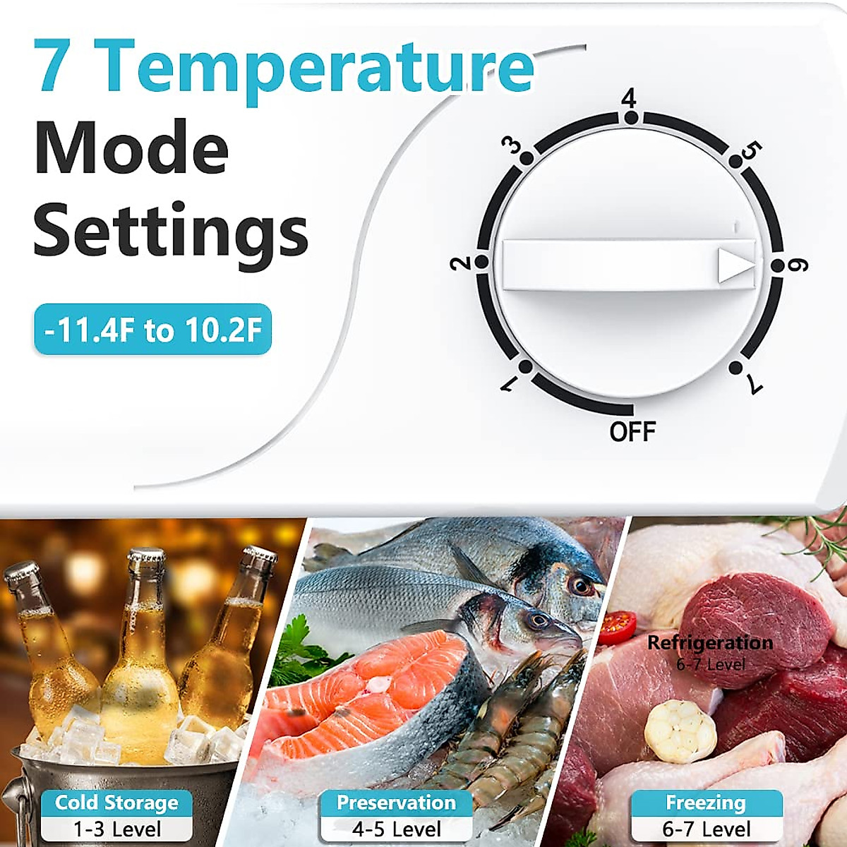 LifePlus Chest Freezer, 3.8 Cubic Feet Small Deep Freezer w/Removable Basket & Wheels, Super Quiet & Energy Saving, Top Open Loading Compact Box Freezer For Meat Breast Milk, Mini