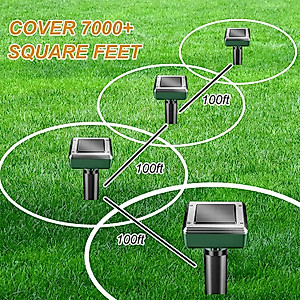 Mole Repellent Solar Powered 4 Pack Ultrasonic Sonic Repellent, Vole Snake Gopher Deterrent Spikes for Lawn Garden, Outdoor Yard Groundhog Chipmunk Repeller