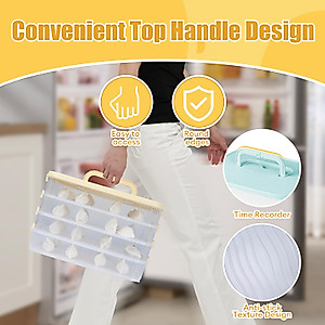 Splotiva 4 Layers Storage Container, 1.61'' Extra-High Layer, Cookie Carrier, Dumpling Box, Stackable Food Container (White & Mint Green)