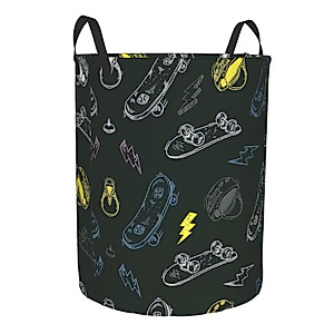 Large Laundry Basket,Collapsible Laundry Hamper With Handles,For Clothes In The Family Dorm,Graffiti Skateboard