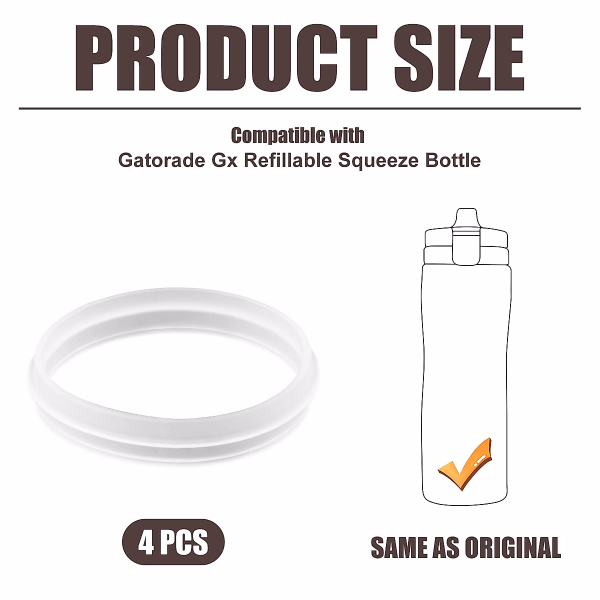 4pcs Replacement Gasket Compatible with Gatorade Water Bottle, Clear Silicone Lid Seal Replacement for Gx Bottle Seal Rubber Seal Ring Replacement Accessory Part for 30oz GX Pods