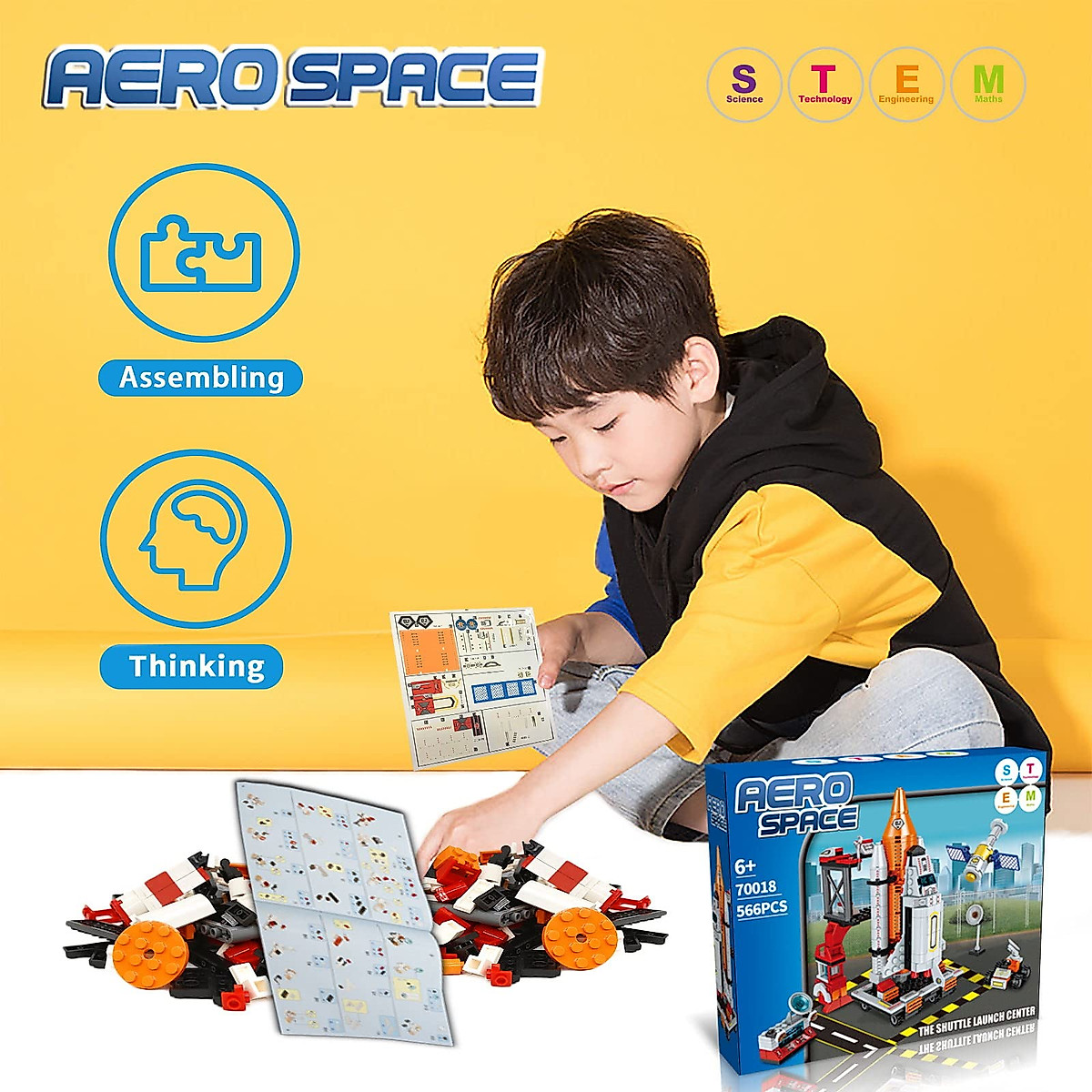 Space Shuttle Rocket Toys 12 in 1 Toy Building Sets STEM Building Blocks Aerospace Rocket Launcher Educational Birthday Gift for Kids Boys Girls 6 7 8 9 10 11 12+ Years Old (566Pieces)