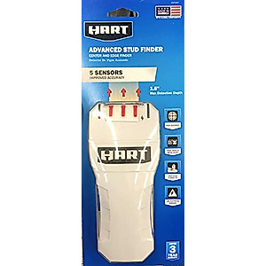 HART ADVANCED STUD FINDER 5-SENSORS • 1.5" DETECTION DEPTH Finds Wood & Metal Studs | Live Electrical Warning | CENTER & EDGE FINDER