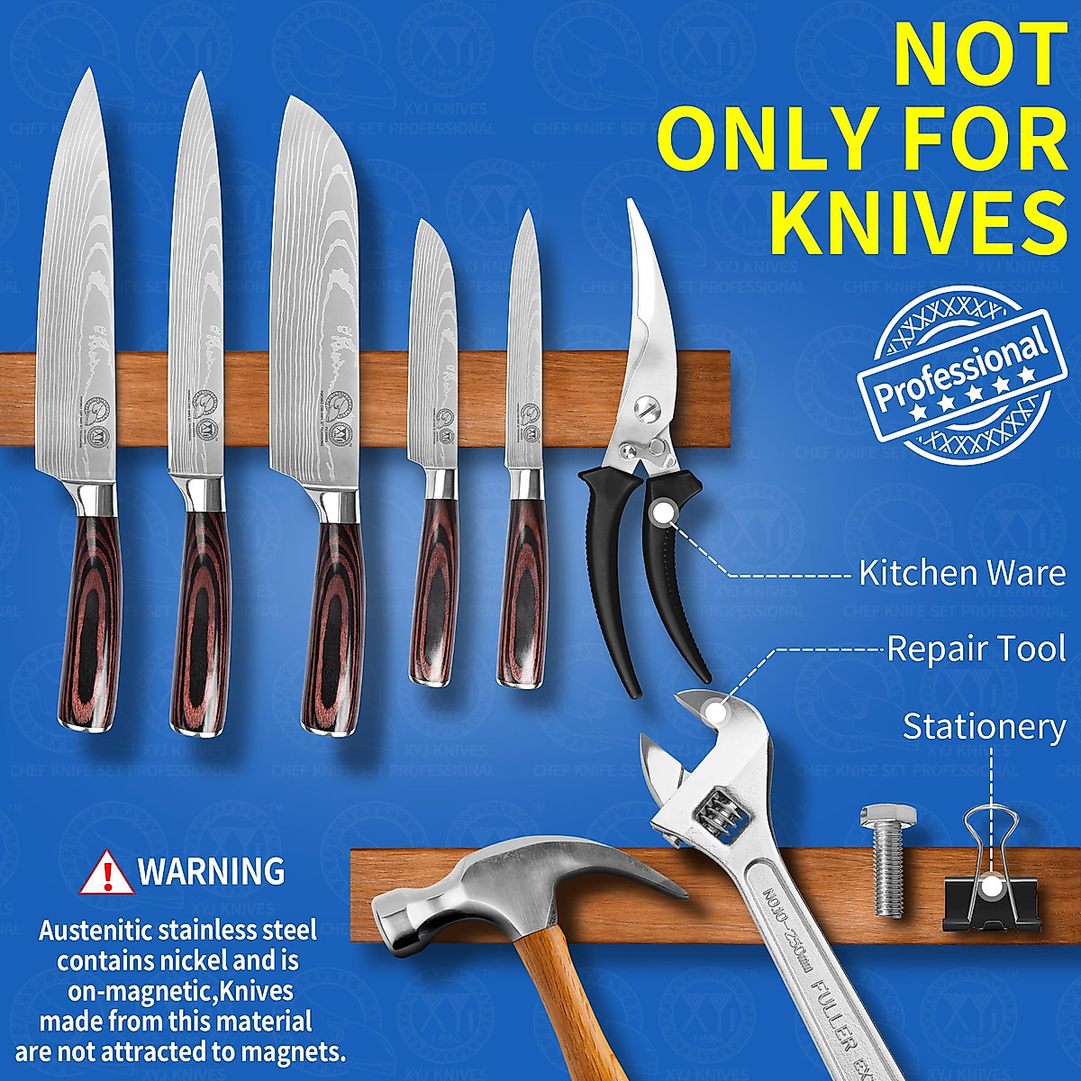 XYJ 2 Pcs Magnetic Knife Strip Holder for Wall with Strong Neodymium Acacia Wood Magnet Knife Rack Bar Stand for Knives Kitchen Tools Utensil Organizer Accessories for Special Day