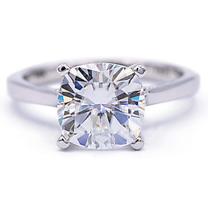 Bhumi Gems 3CT Cushion Colorless Moissanite Engagement Ring Wedding Bridal Ring Set Eternity Antique Vintage Solitaire Hidden Halo Dainty Statement Minimalist Promise Her