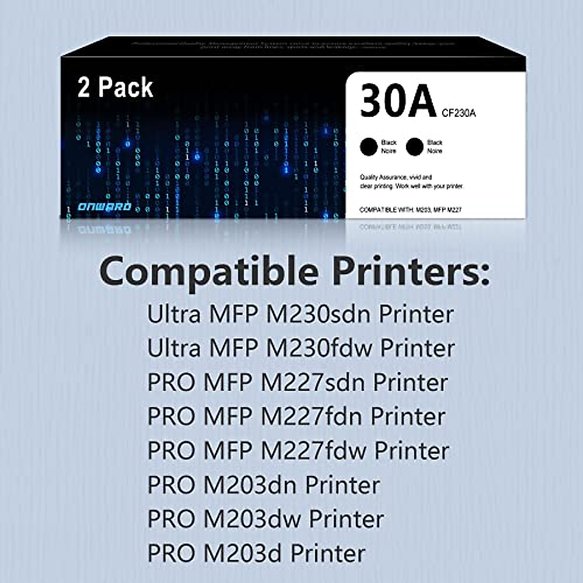 30A Toner Cartridges (2-Pack) | Replacement for HP 30A Black Toner Cartridge Works with Pro M203 Series, Pro MFP M227 Series | CF230A