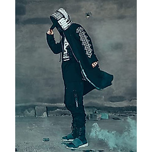 Niepce Inc Graphic Cyberpunk Zip Up Men's Fashion Hoodies Sweatshirts (White, Medium)