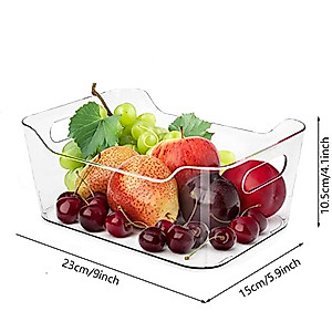 Refrigerator Organizer Bins Storage Clear Plastic BPA Free Storage Containers with Handles for Fridge, Freezer, Cabinet, Kitchen, Bathroom, Pantry