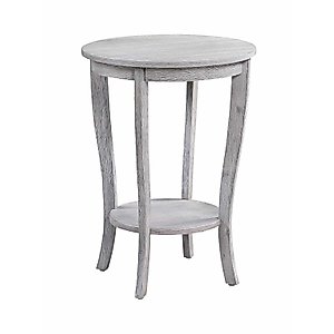 Convenience Concepts American Heritage Round End Table, Light Gray Wirebrush