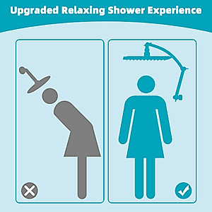 Hibbent Rain Shower Head, 13'' High Pressure Rainfall Square 5 Spray Mode Showerhead with 16" Shower Head Extension Arm, Solid Brass Adjustable Shower Arm Extender, Waterfall fixed Showerheads, Chrome