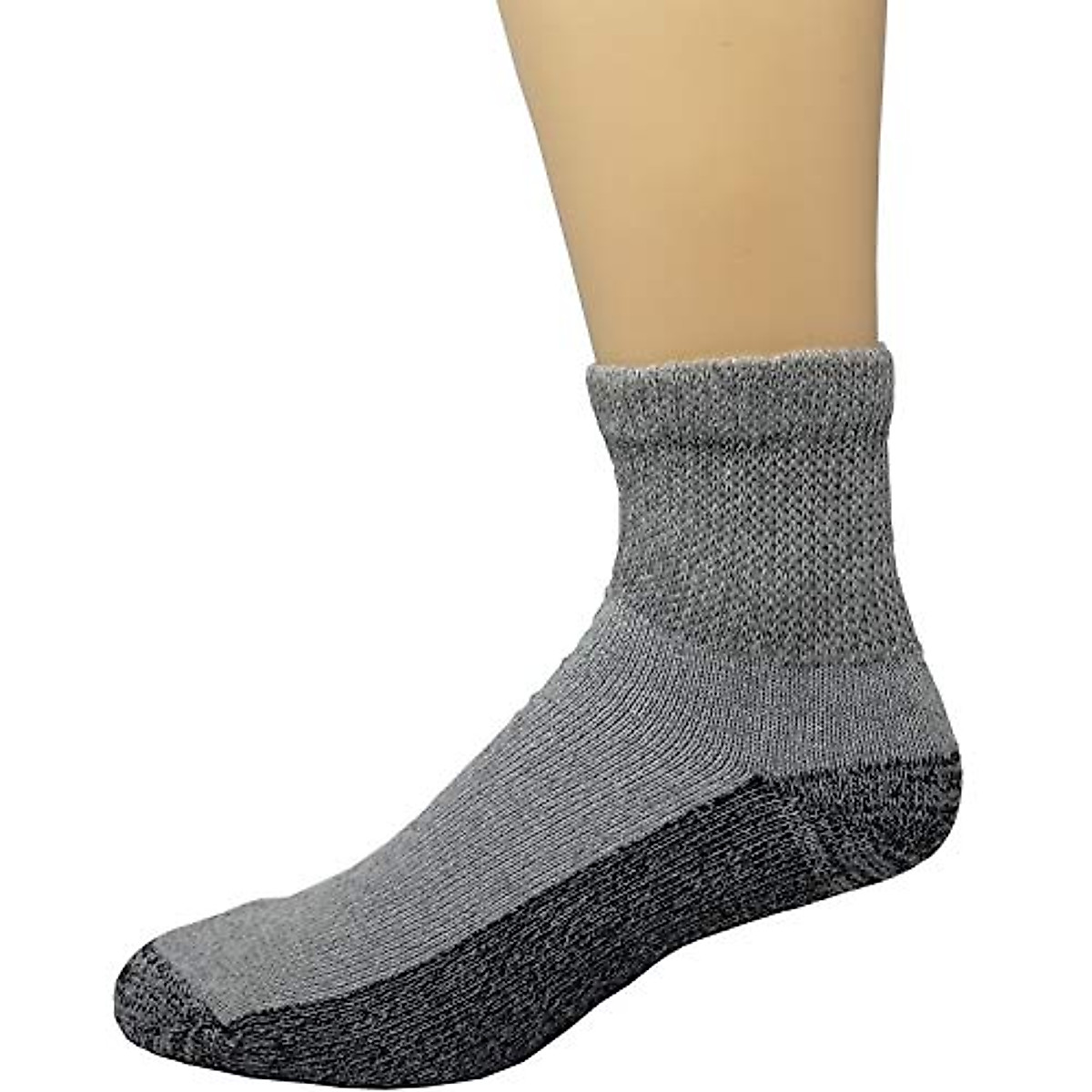 6 Pairs Diabetic Ankle Socks Reinforced Heel and Toe Non-Binding Cushion Socks for Men and Women Grey/Black Sole 13-15 Debra Weitzner