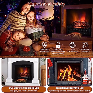 GOFLAME 26 Inch Electric Fireplace Log Set Heater, Fireplace Insert Log Heater with Remote Control, 5 Flame Modes & Brightness, 8H Timer, Realistic Pinewood Ember Bed