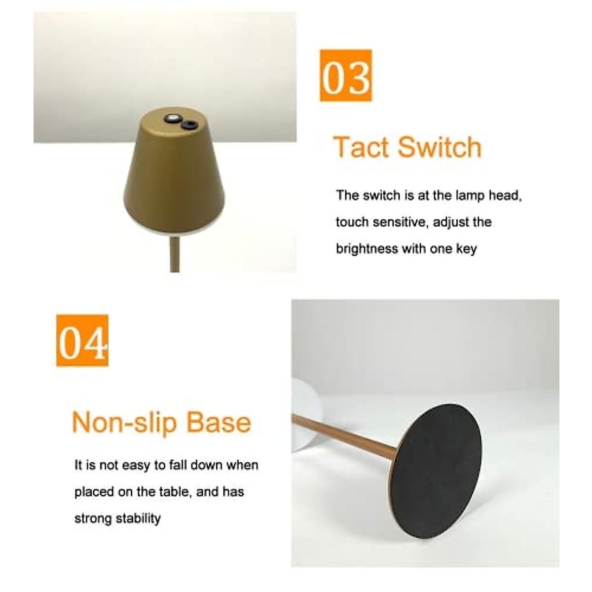 Creative Office Restaurant Bar Table lamp Rechargeable Study Reading Touch Led Desk Light with USB Charging Port for Bedroom (Black)