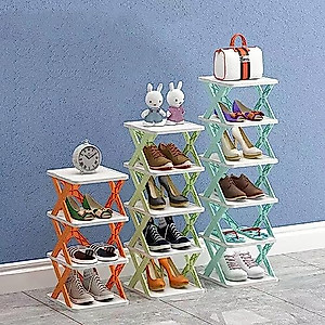 Enthowother Multi-Layer Shoe Rack Storage Organizer, Creative multi-layer shoe rack (Blue,6-layer)