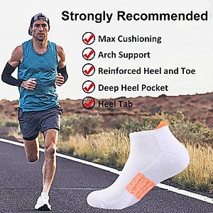 JOYNÉE Mens Ankle Low Cut Athletic Tab Socks for Men Sports Comfort Cushion Sock 6 Pack,White,Sock Size 10-13